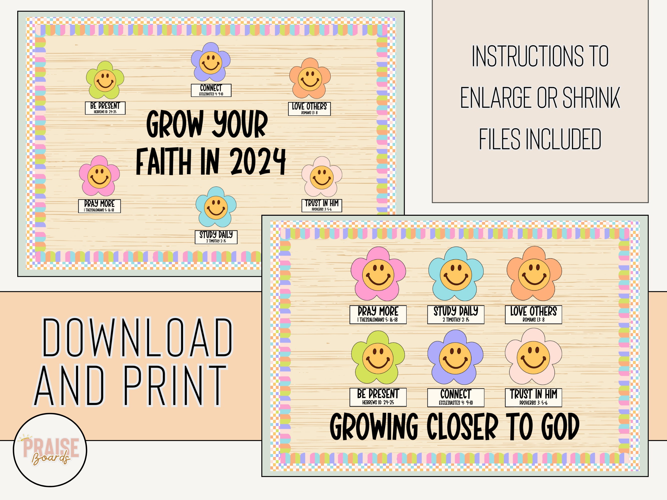 Grow Your Faith This Year, Church Bulletin Board Kit, Printable ...