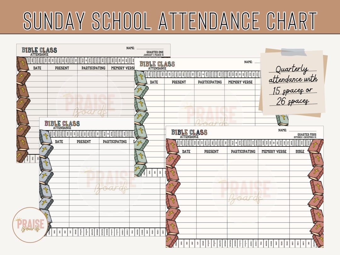 Sunday School Attendance Sheet, Attendance Chart, Sunday School ...