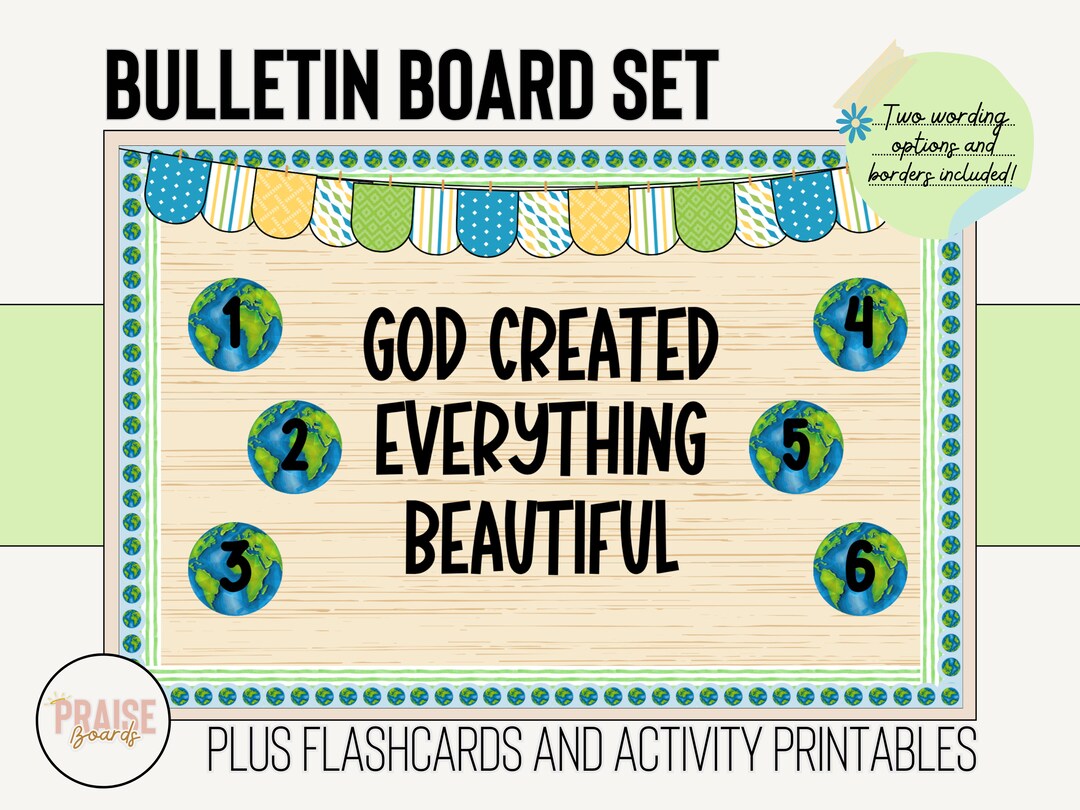 Days of Creation Bulletin Kit, Church Bulletin Board Kit, Printable ...