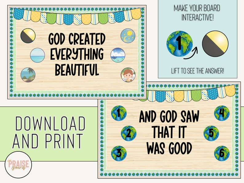Days of Creation Bulletin Kit, Church Bulletin Board Kit, Printable ...