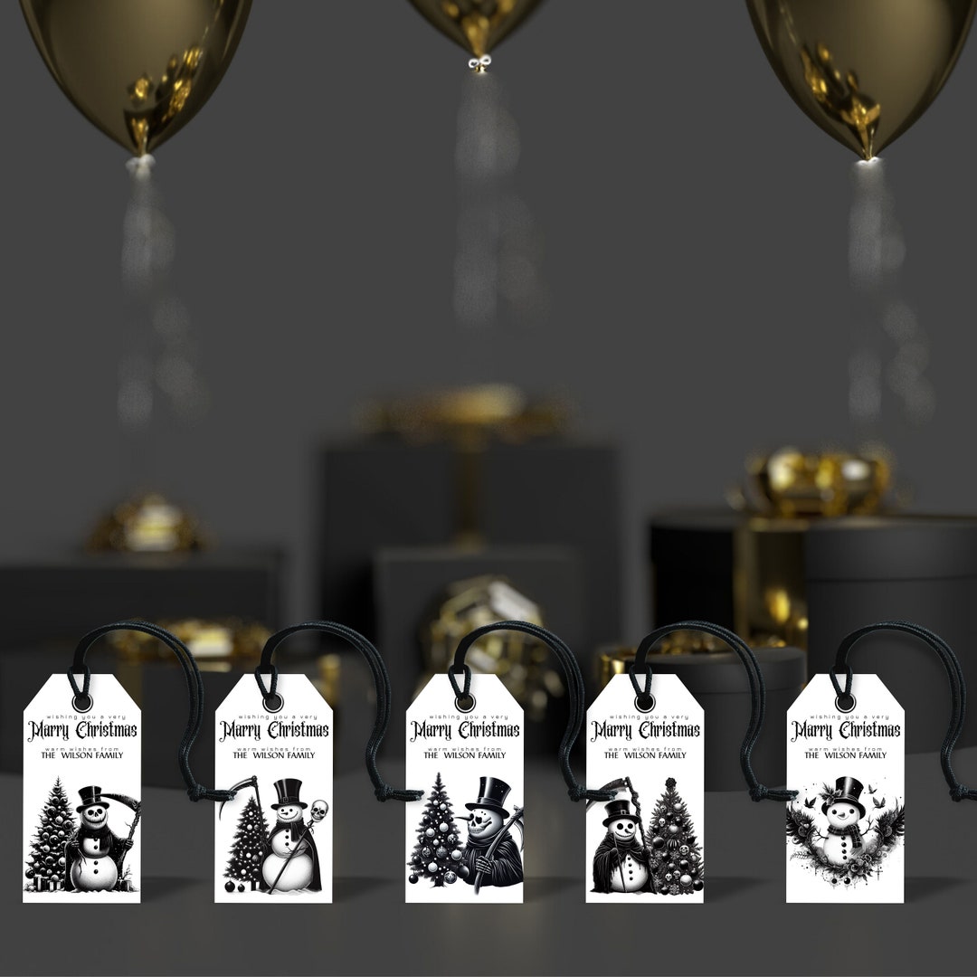 Editable Gothic Christmas Gift Tags Set, Personalized Christmas Tag 2 X ...