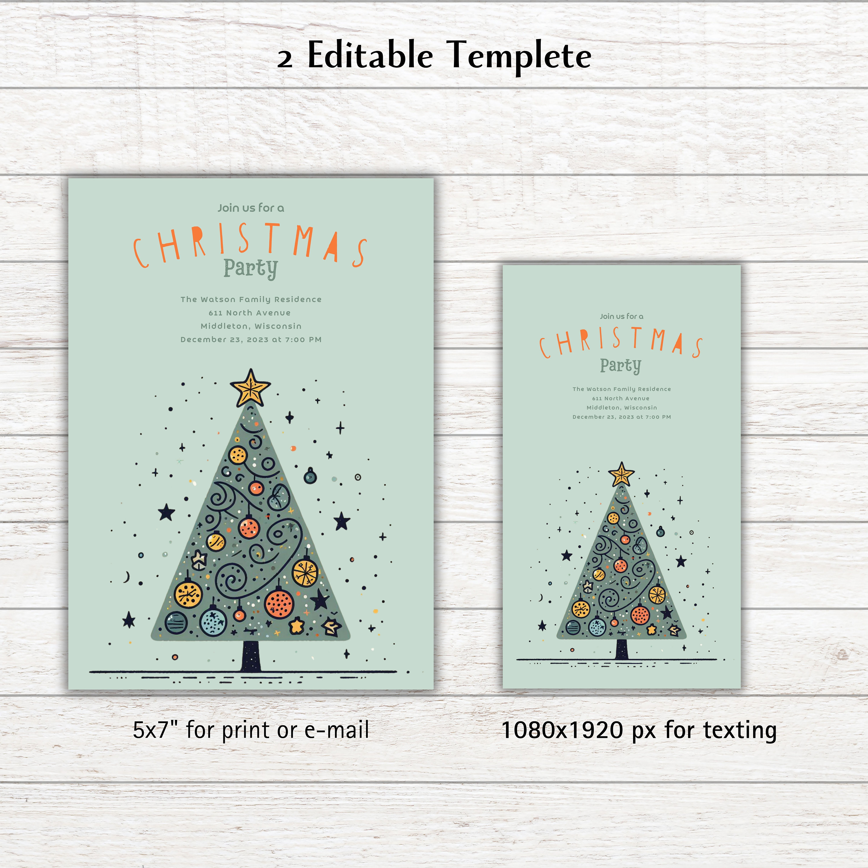 Editable Minimalist Christmas Party Invitation, Personalized Christmas ...