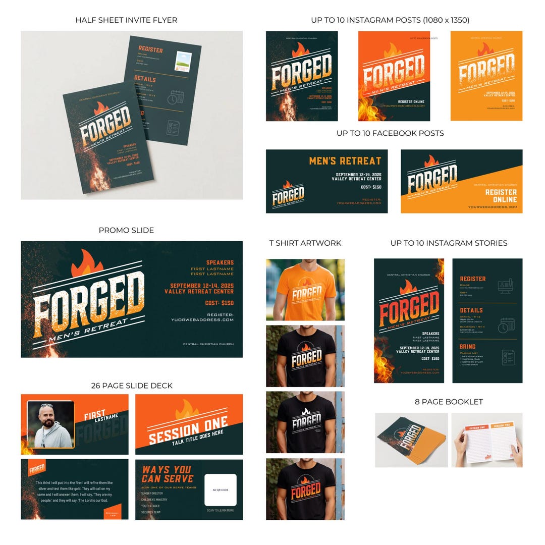Men’s Retreat Canva Template | Christian Church Event Branding Kit ...