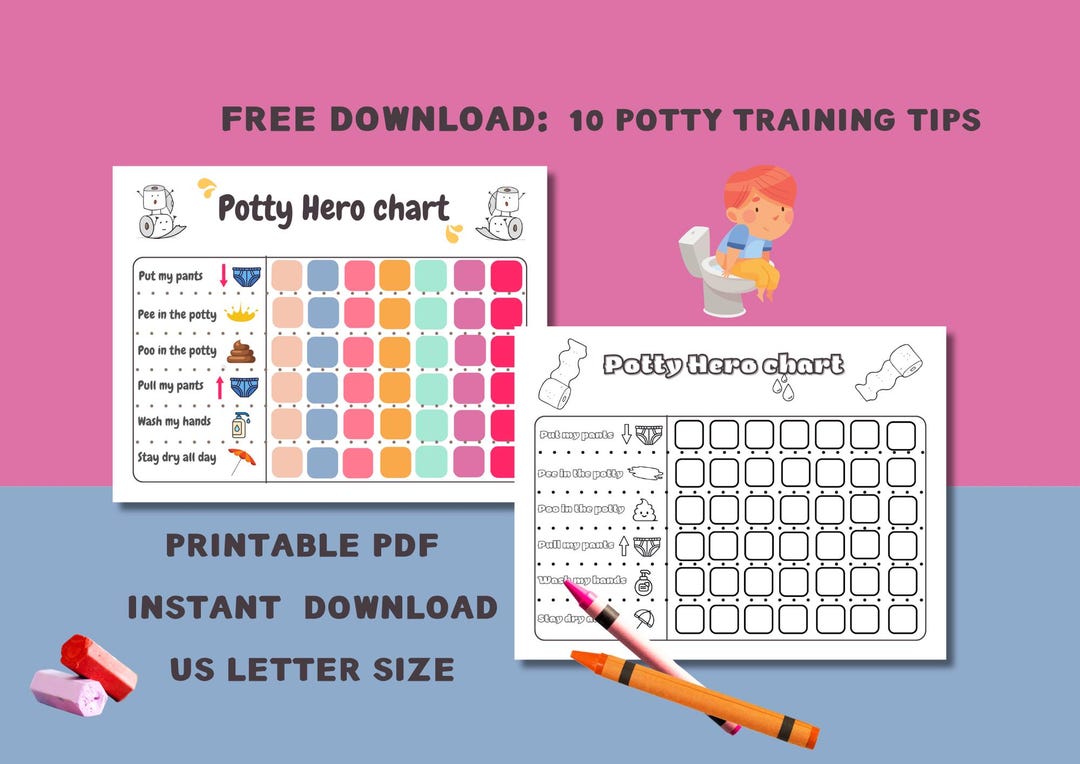 Potty Training Chart Set 10 Essential Tips Printable US Letter Size ...