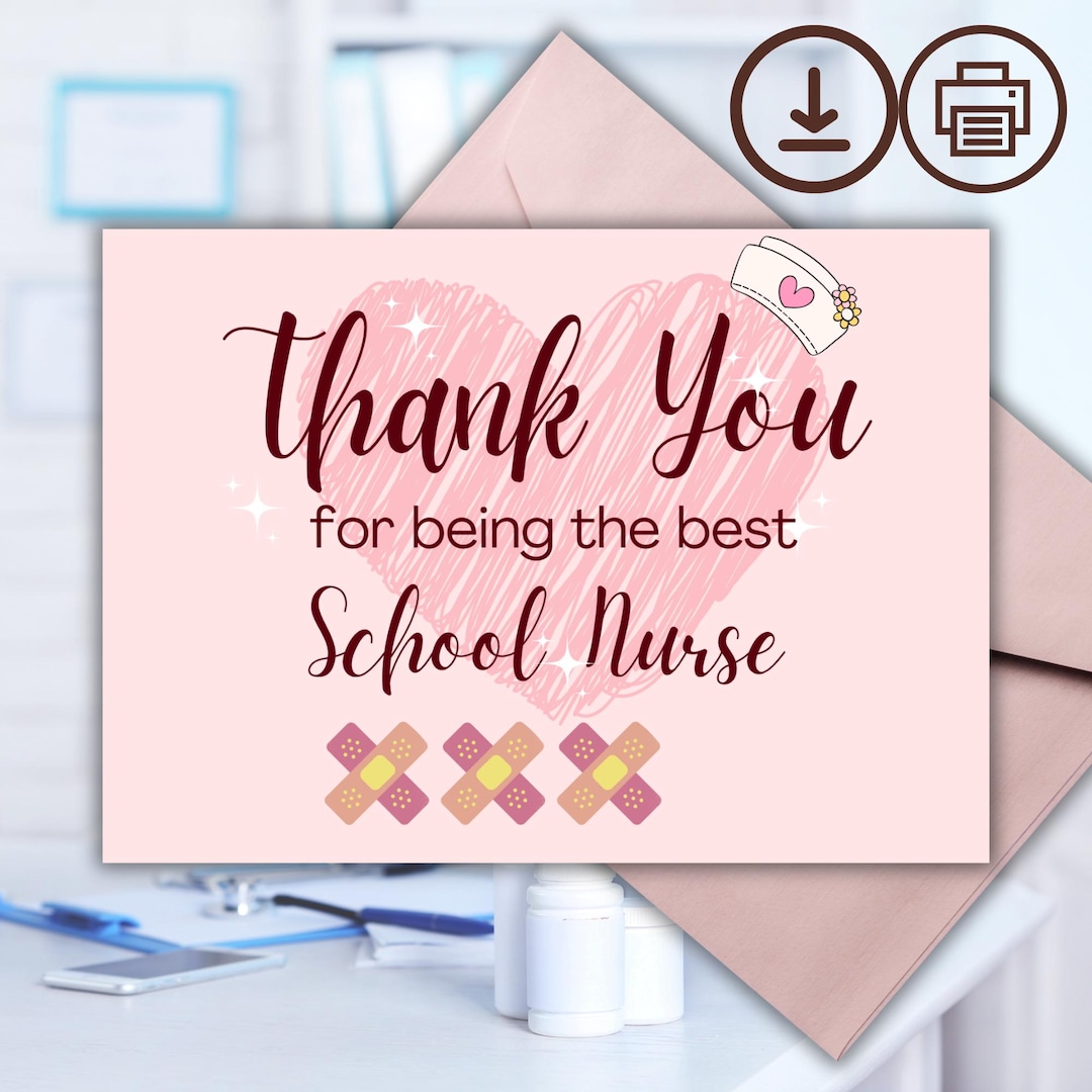 Thank You School Nurse Card Printable, Printable End of Year Greeting ...