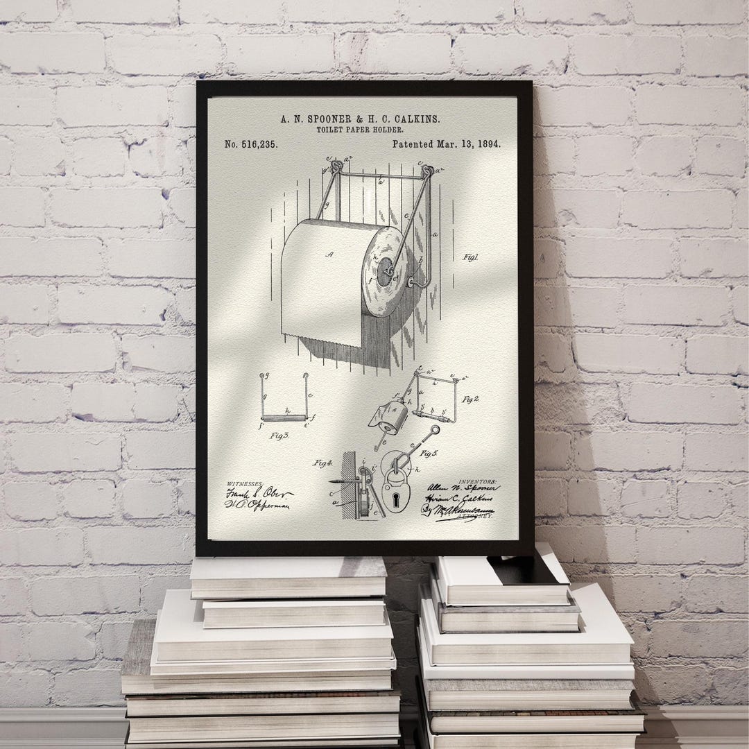 Funny Bathroom Decor | Toilet Paper Patent Print | Vintage Lavatory Art ...