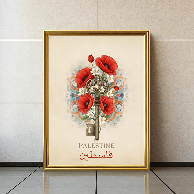 Palestine Nakba Key Poppy Art Print | Middle Eastern Decor (digital ...