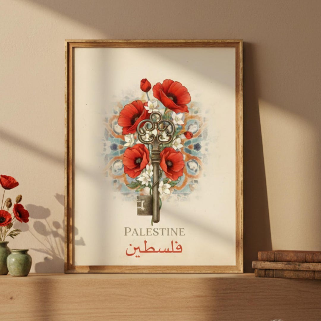 Palestine Nakba Key Poppy Art Print | Middle Eastern Decor (digital ...