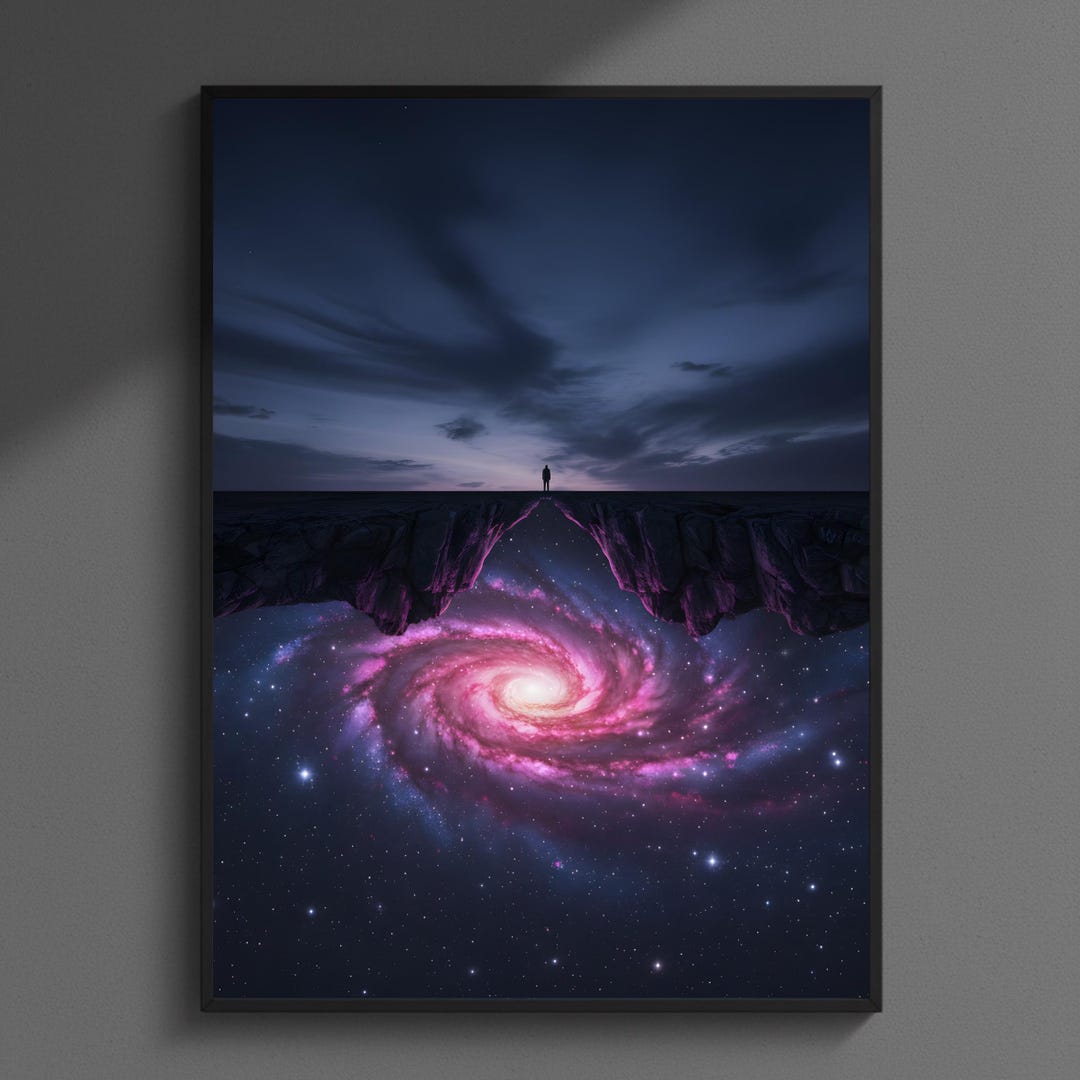 Galaxy Cliff Print | Surreal Starry Night Landscape (digital Download ...
