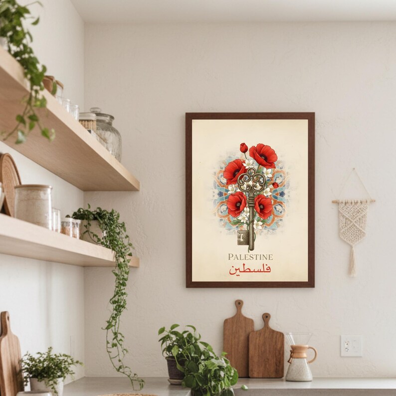 Palestine Nakba Key Poppy Art Print | Middle Eastern Decor (digital ...