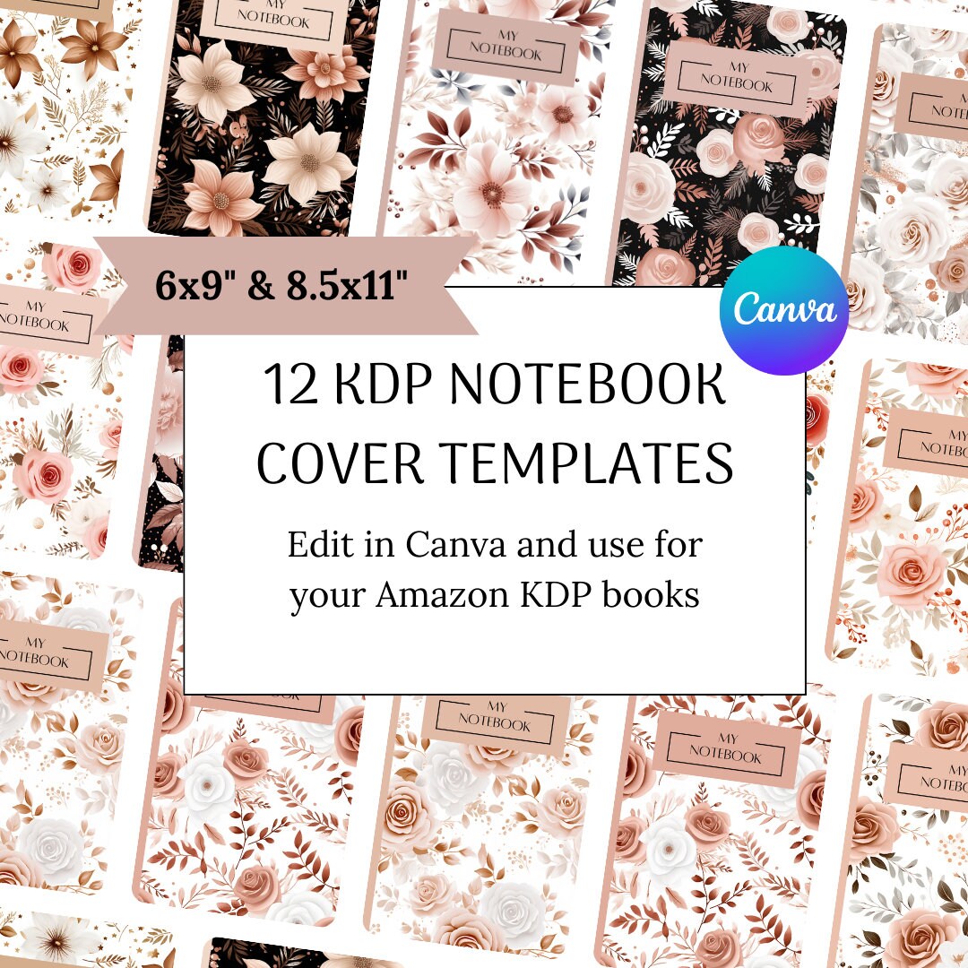 12 KDP Notebook Covers, KDP Book Cover Templates, Kdp Canva Template ...