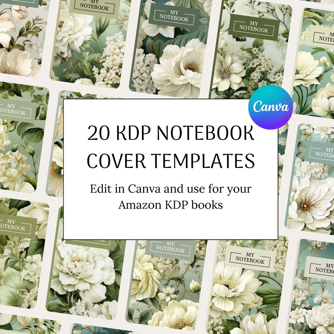 20 KDP Floral Notebook Covers, KDP Template 6x9, Kdp Cover 8.5x11, Kdp ...