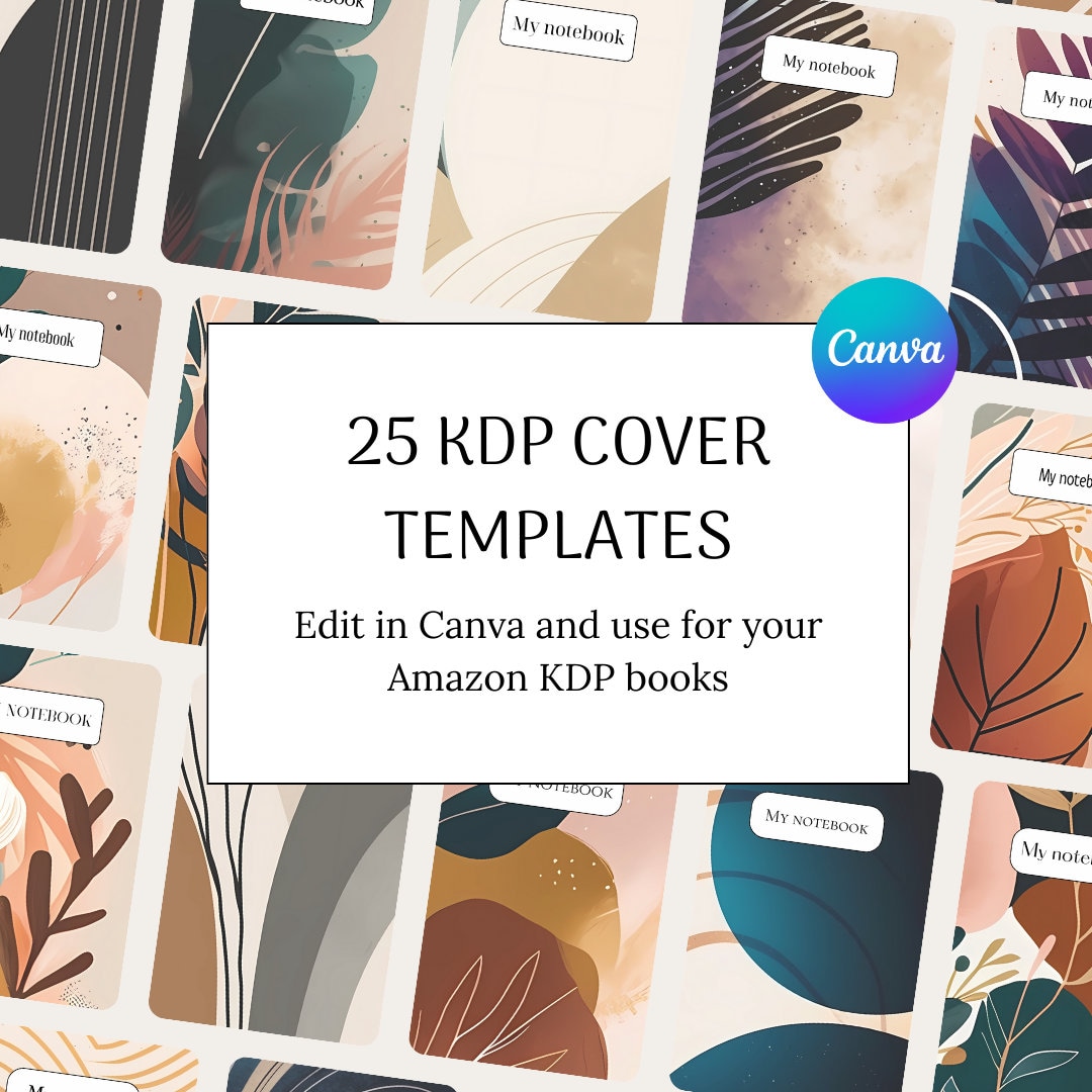KDP Notebook Cover Templates, 25 KDP Editable Cover Canva 6x9, Kdp Book ...