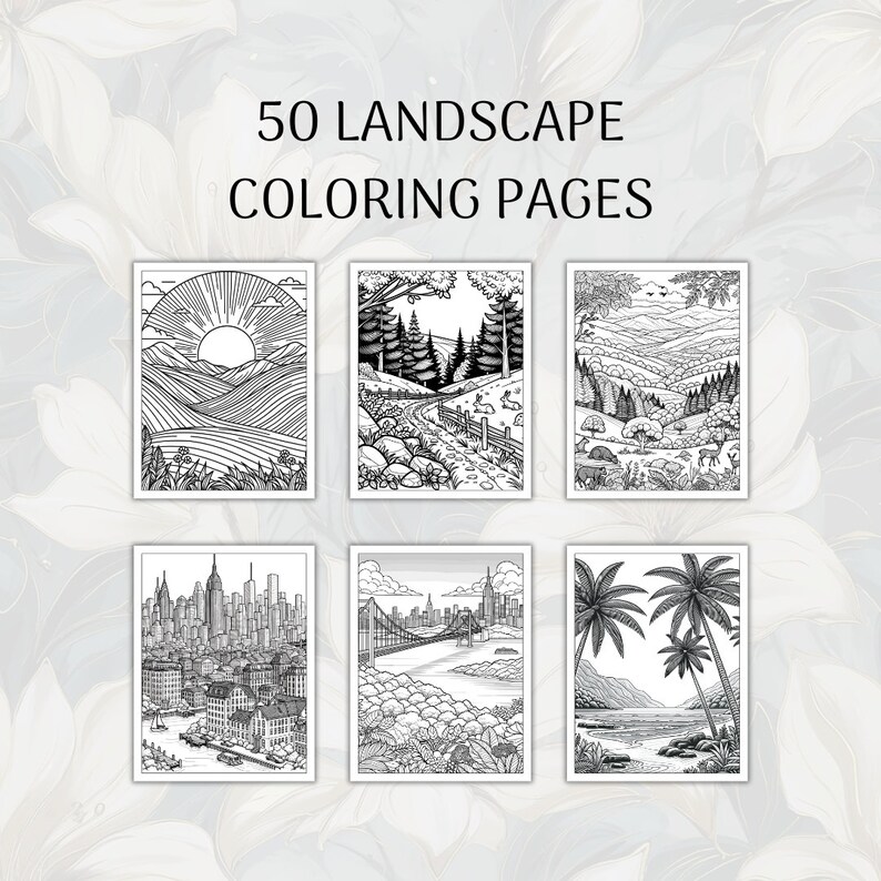 KDP Landscape Coloring Pages, Printable Nature Landscape Coloring Book ...