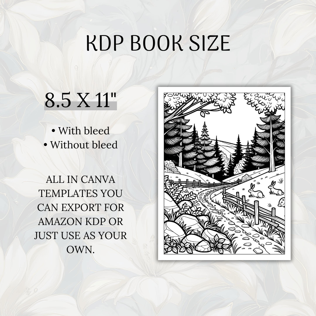 KDP Landscape Coloring Pages, Printable Nature Landscape Coloring Book ...