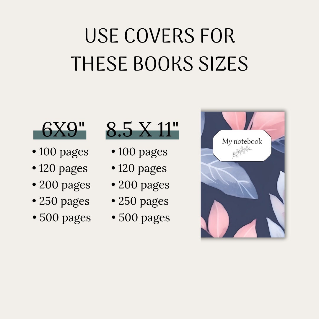 KDP Notebook Cover Templates, 14 KDP Floral Cover Canva 6x9 & 8.5x11 ...