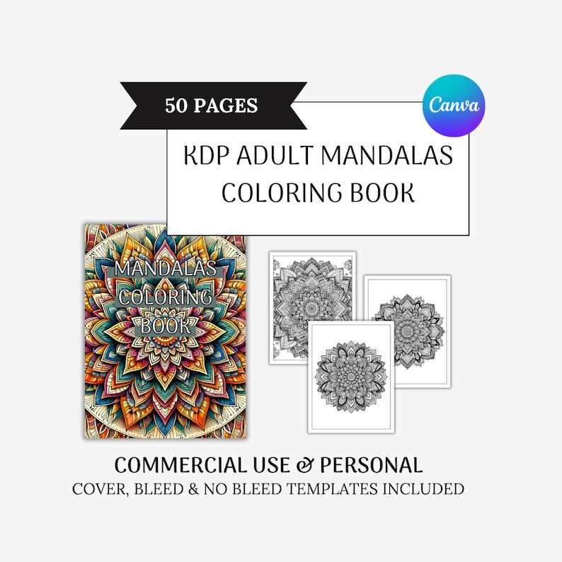 KDP Coloring Book, Mandalas Coloring Pages, KDP Interior Bundle Adult ...