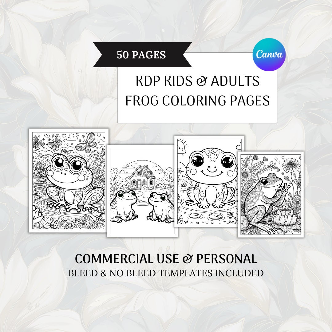 Cute Frog Coloring Pages, Adult Coloring Book, KDP Interior Kids ...