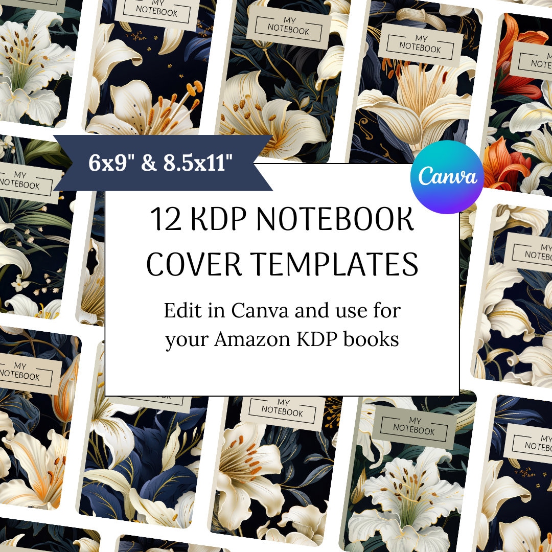 12 KDP Floral Covers, KDP Book Cover, Kdp Template 6x9, Kdp Cover 8 ...
