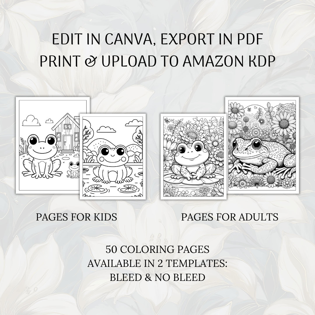 Cute Frog Coloring Pages, Adult Coloring Book, KDP Interior Kids ...