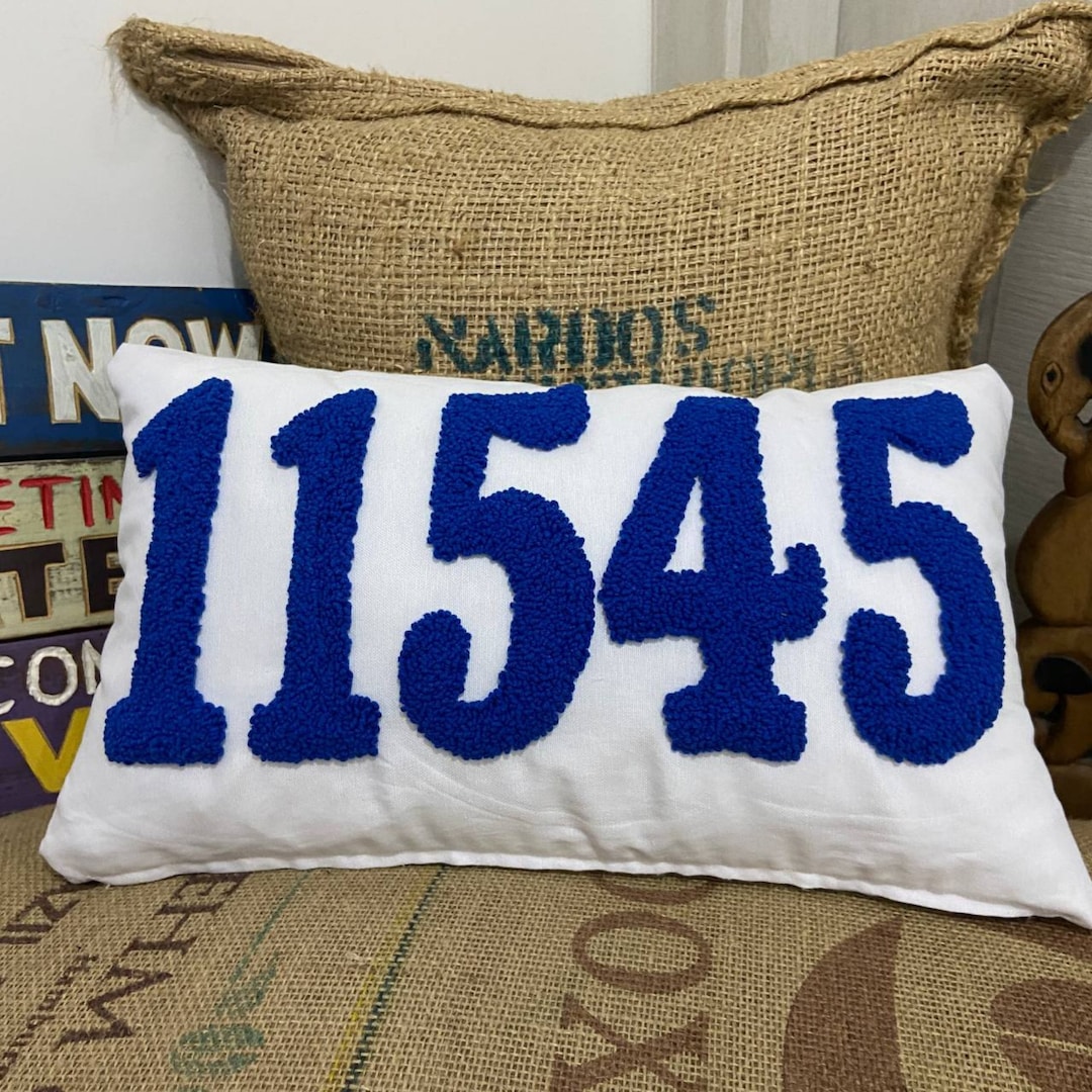 Custom Embroidered Post Code Pillow: Personalized Linen Pillow Cover - Etsy