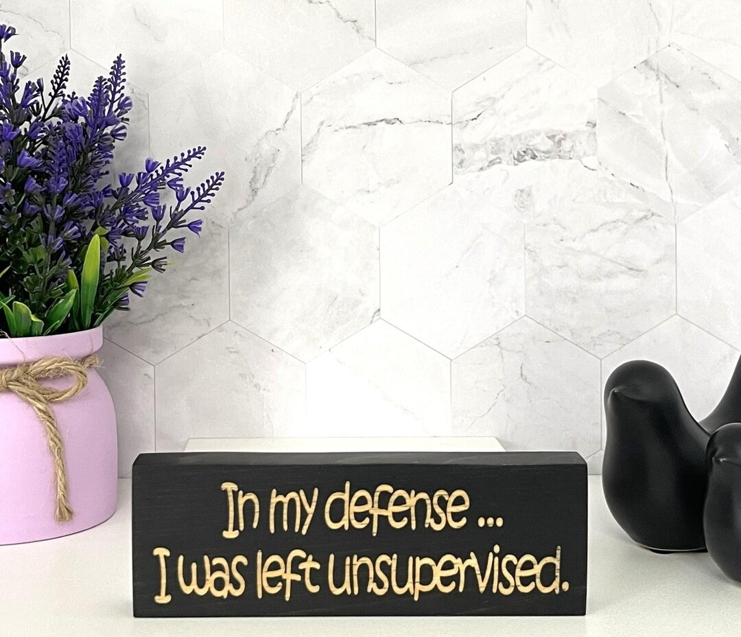 In My Defense... I Was Left Unsupervised I Office Humor I Funny Desk Decor I Witty I Sarcastic I ...