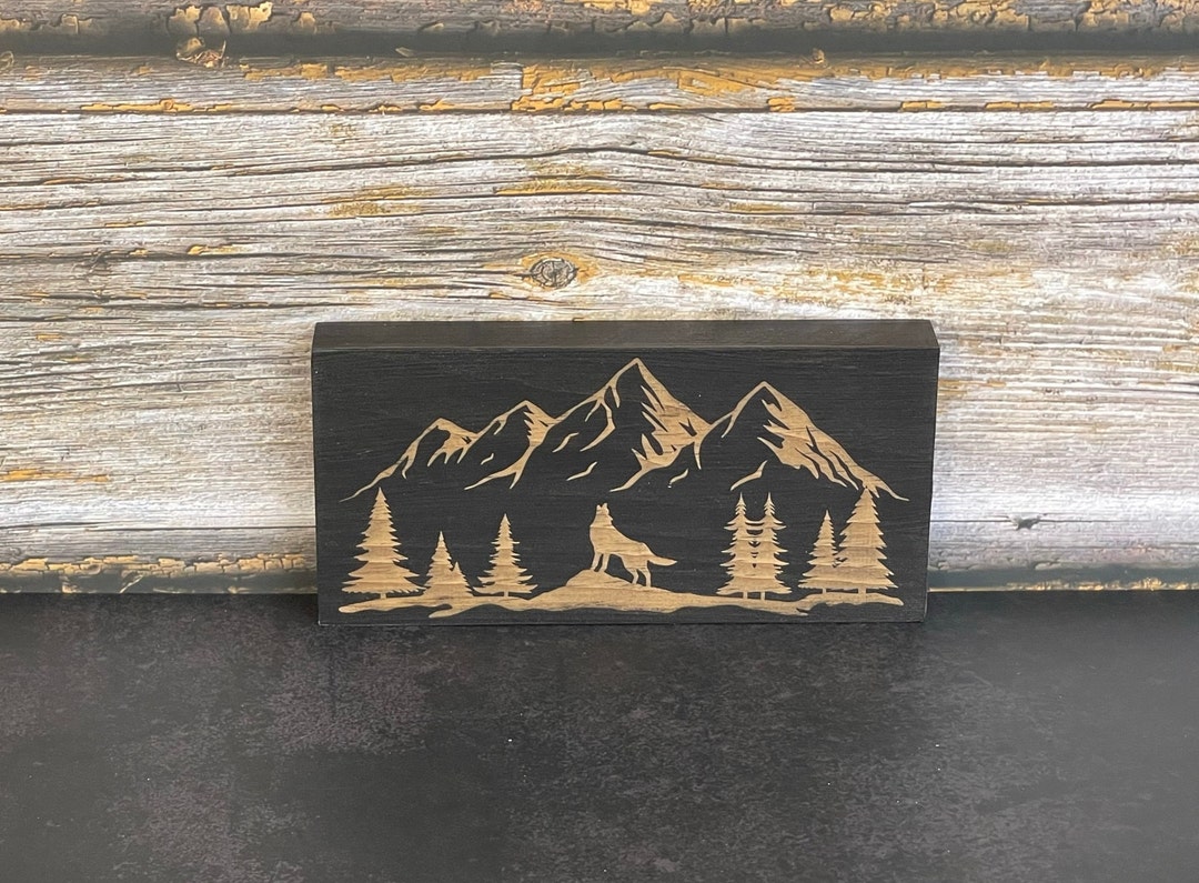 Wolf Sign I Wildlife Sign I Men's Gifts I Desk Decor I Engraved I Gift ...