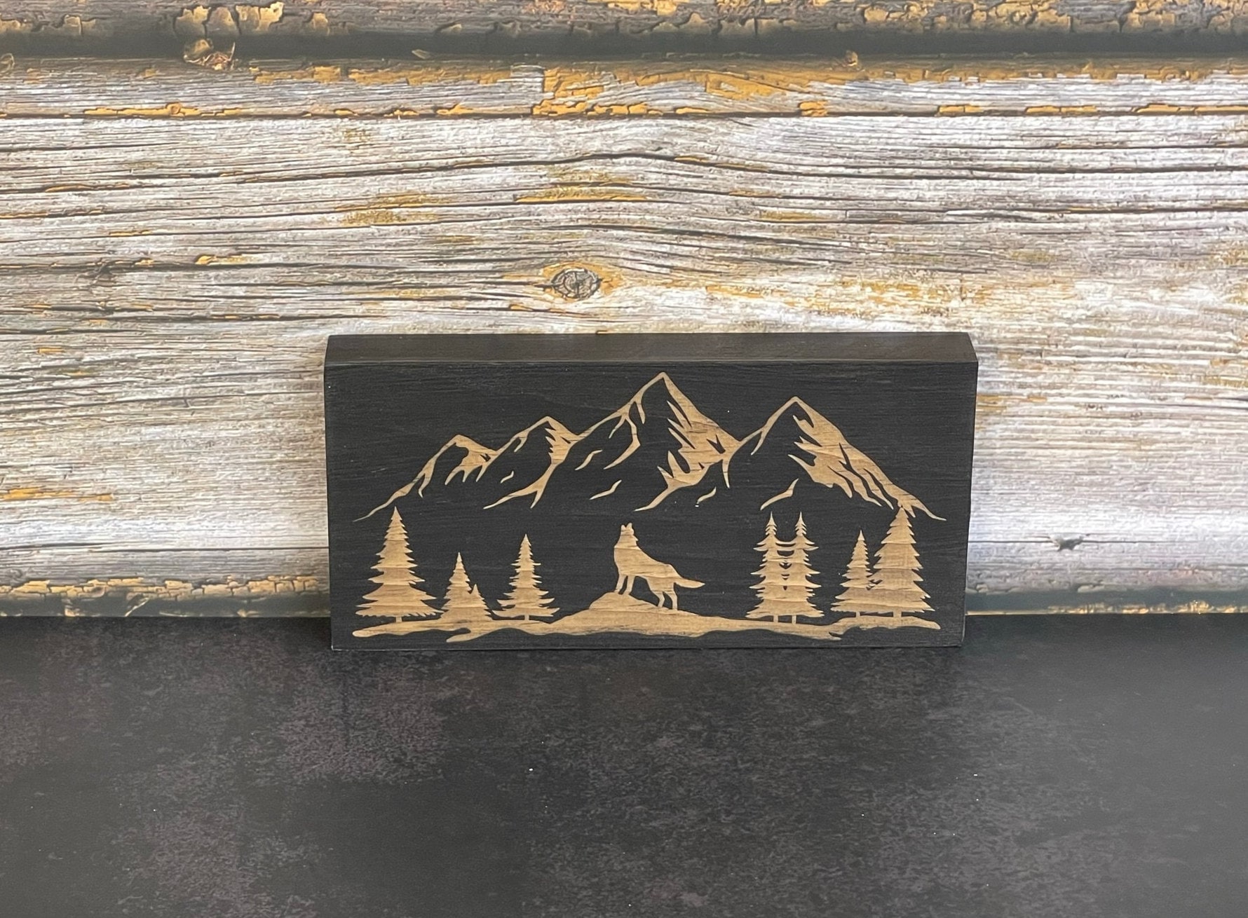 Wolf Sign I Wildlife Sign I Men's Gifts I Desk Decor I Engraved I Gift ...