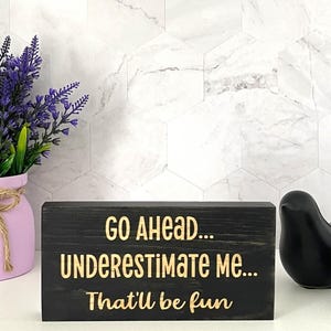 Go Ahead... Underestimate Me I Funny Block Sign I Sarcastic I Desk ...