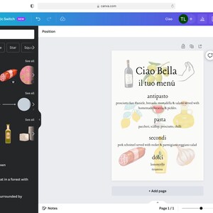 Italian Style Menu - Etsy