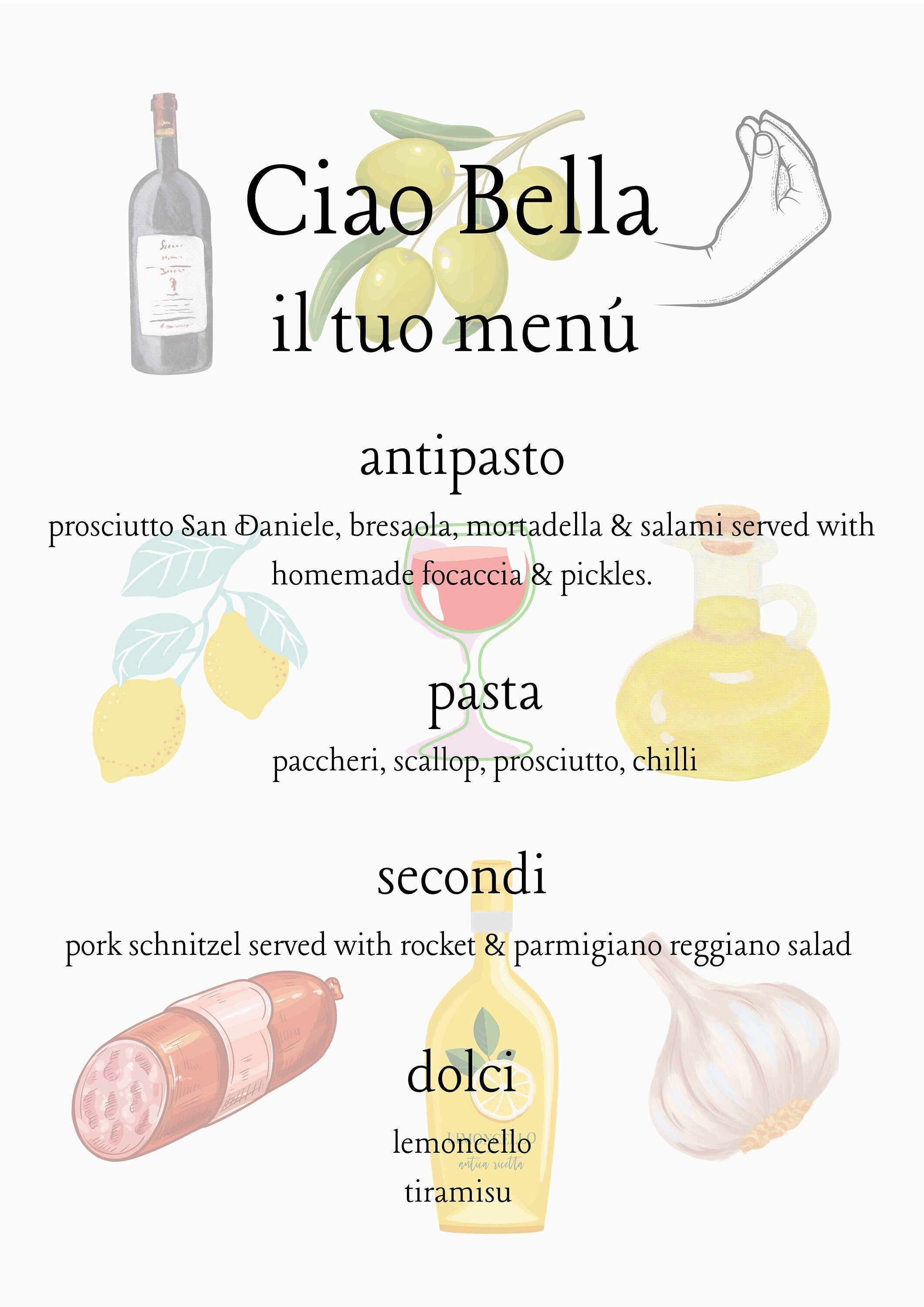 Italian Style Menu - Etsy