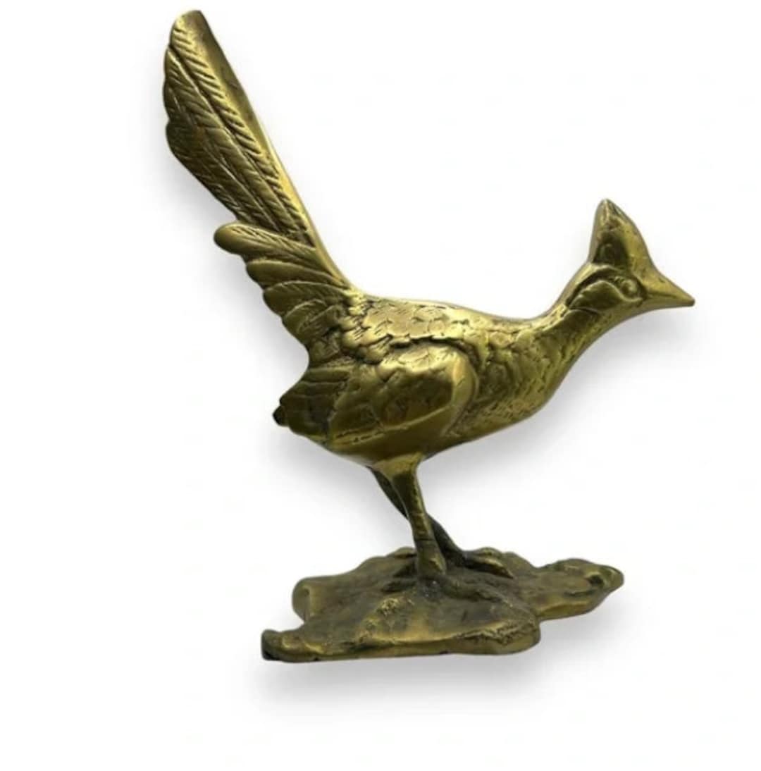 Vintage Brass Roadrunner Sculpture Large Heavy MCM Hollywood Regency ...