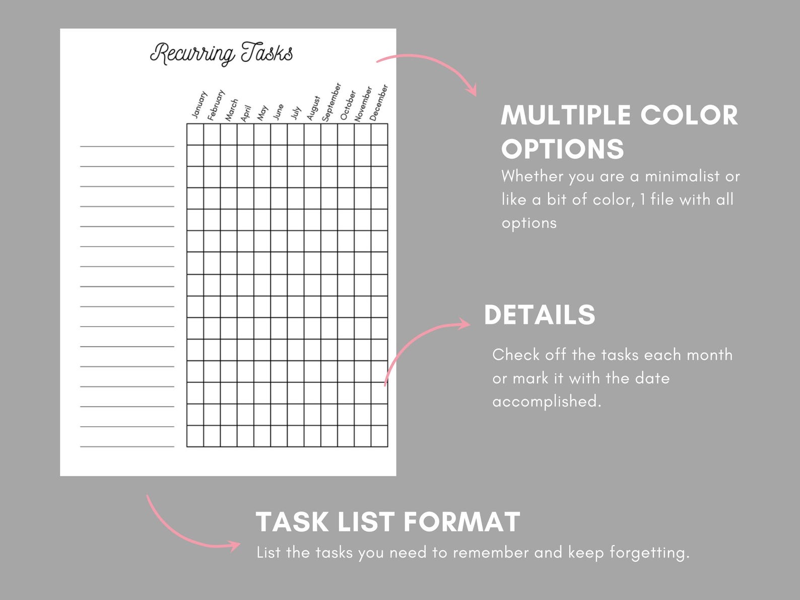 Recurring Task Checklist | Letter Size 8.5"x11" | Printable PDF ...