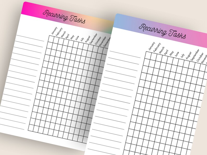 Recurring Task Checklist Letter Size 8.5x11 Printable PDF Instant ...