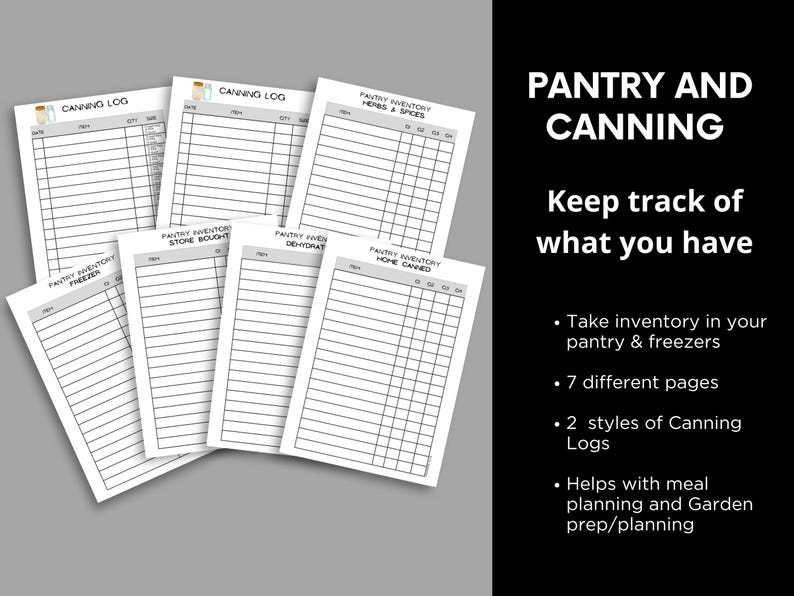 Canning Log & Pantry Inventory | Classic Size 7"x9.25" | Printable PDF ...