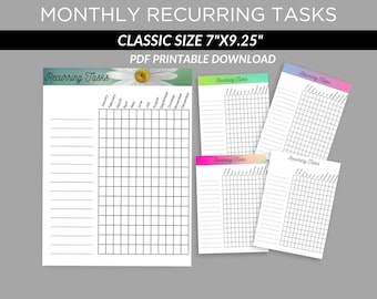 Recurring Task Checklist | Letter Size 8.5"x11" | Printable PDF ...