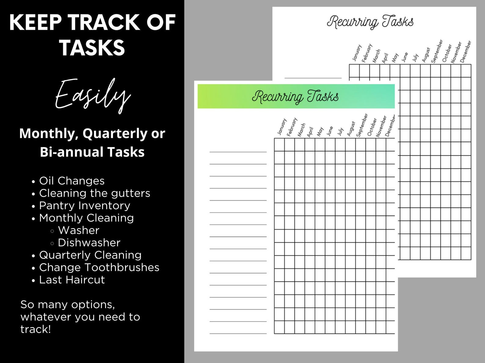 Recurring Task Checklist | Letter Size 8.5"x11" | Printable PDF ...