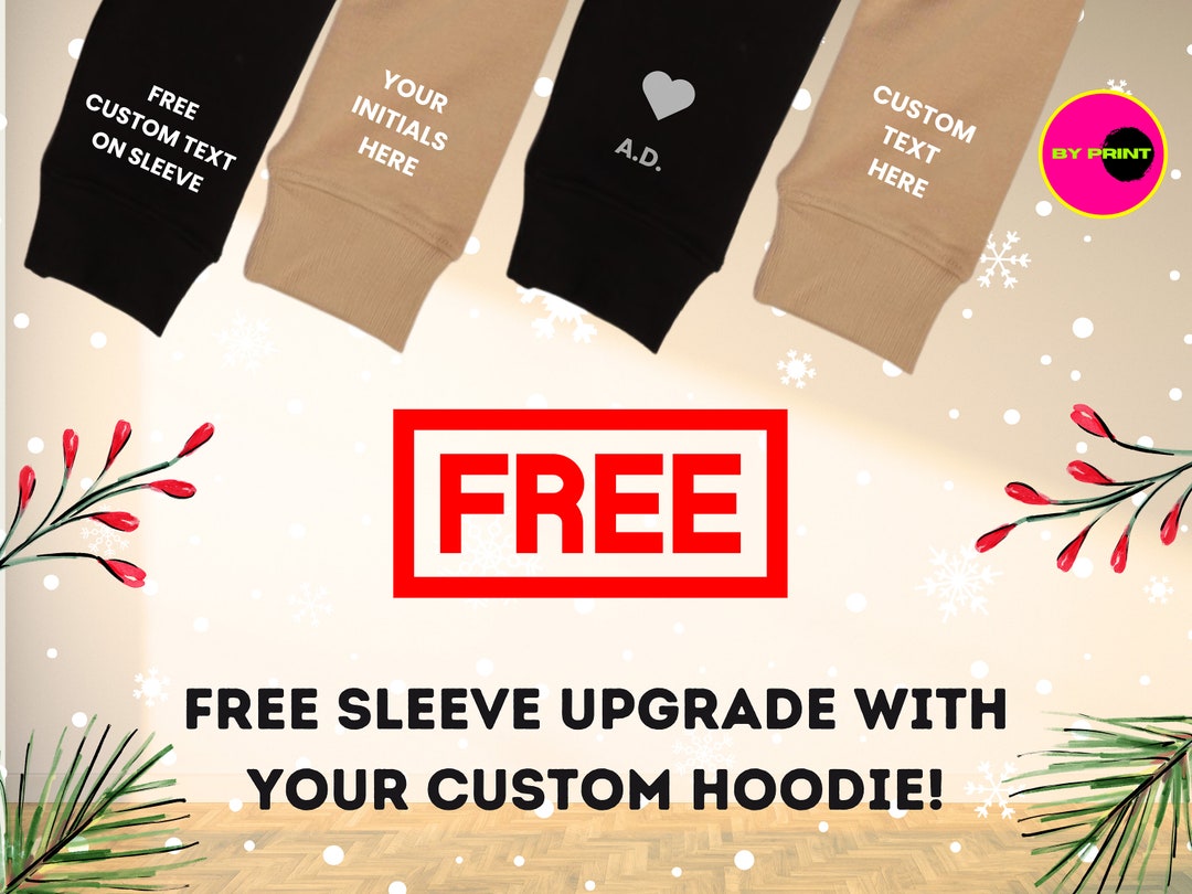 Custom Hoodie Text With FREE Sleeve Print, Custom Text Hoodie ...