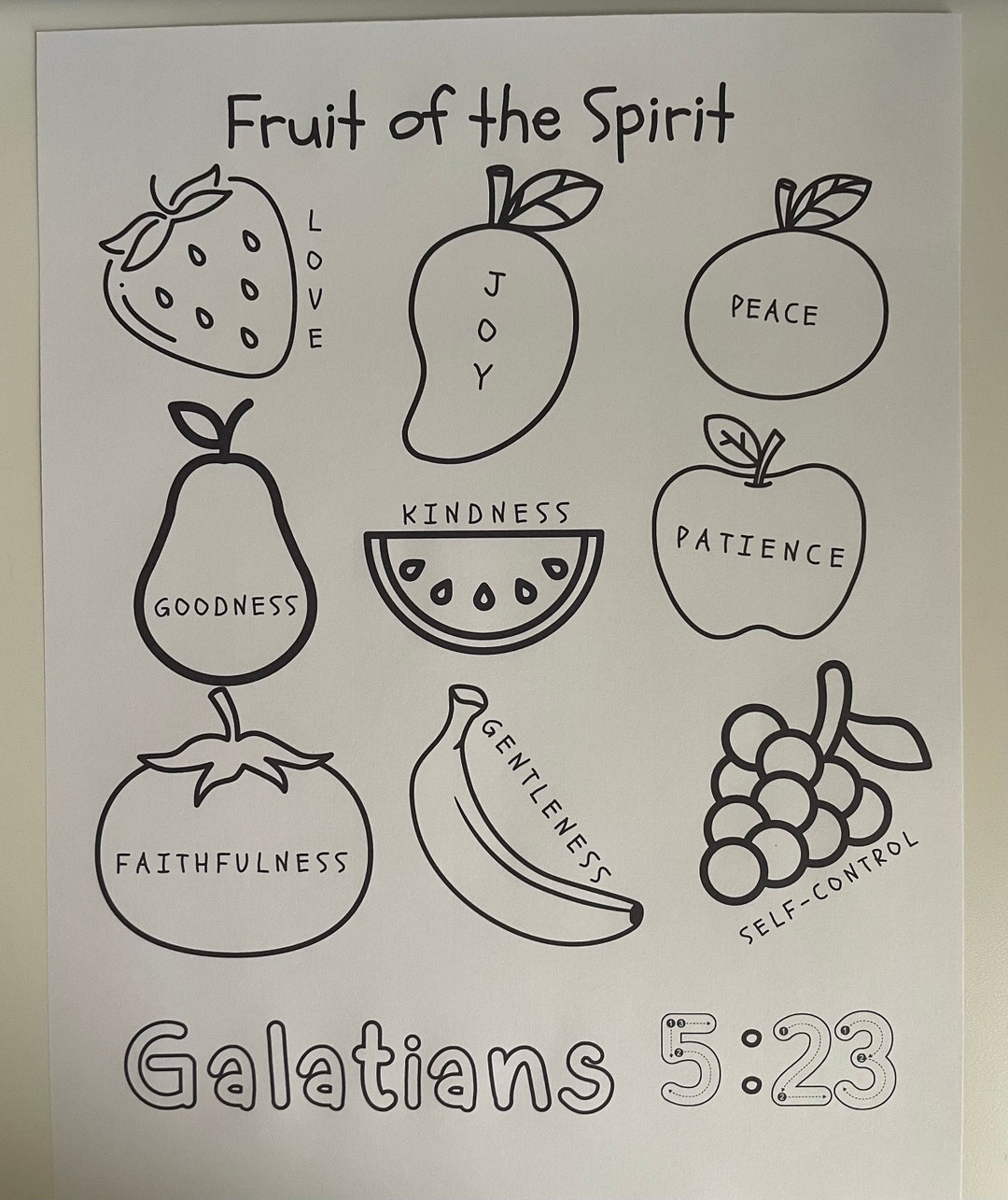 Toddler Coloring - Fruit of the Spirit - Faith Coloring - Children ...