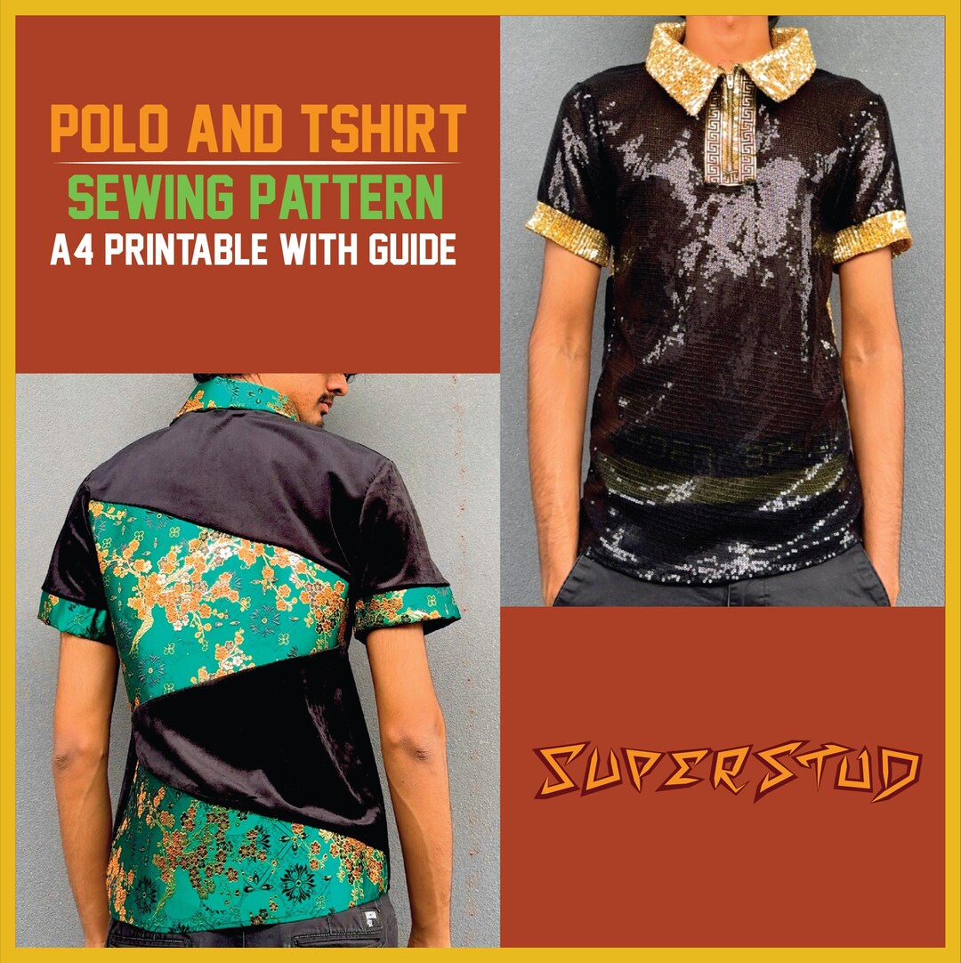 Polo & T-shirt Sewing Pattern | A4 Printable File | Small-medium | Mens ...