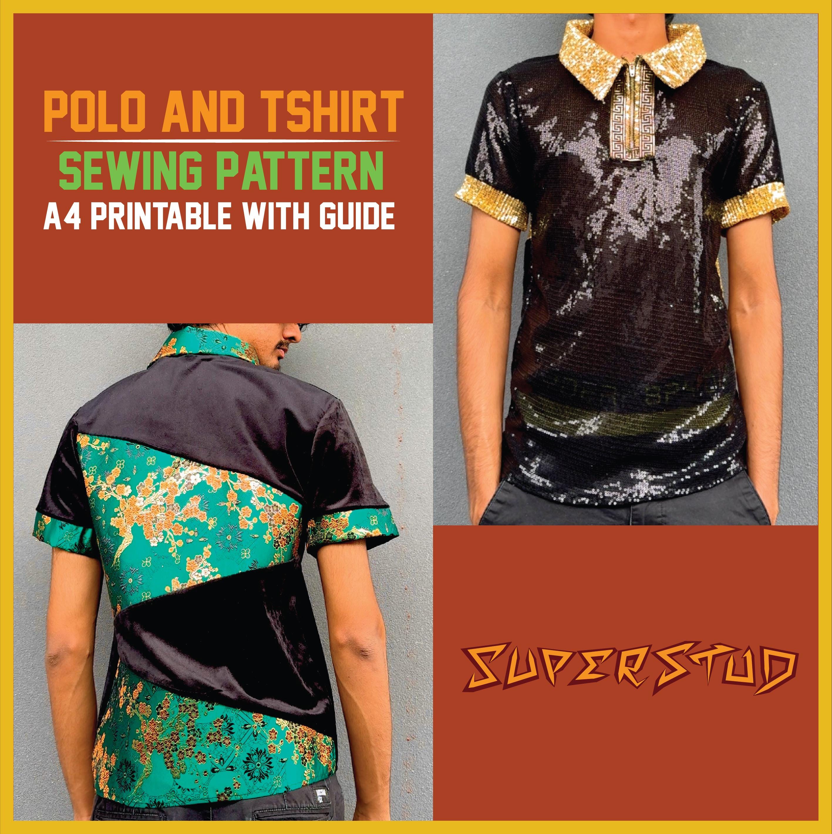 Polo & T-shirt Sewing Pattern | A4 Printable File | Small-medium | Mens ...