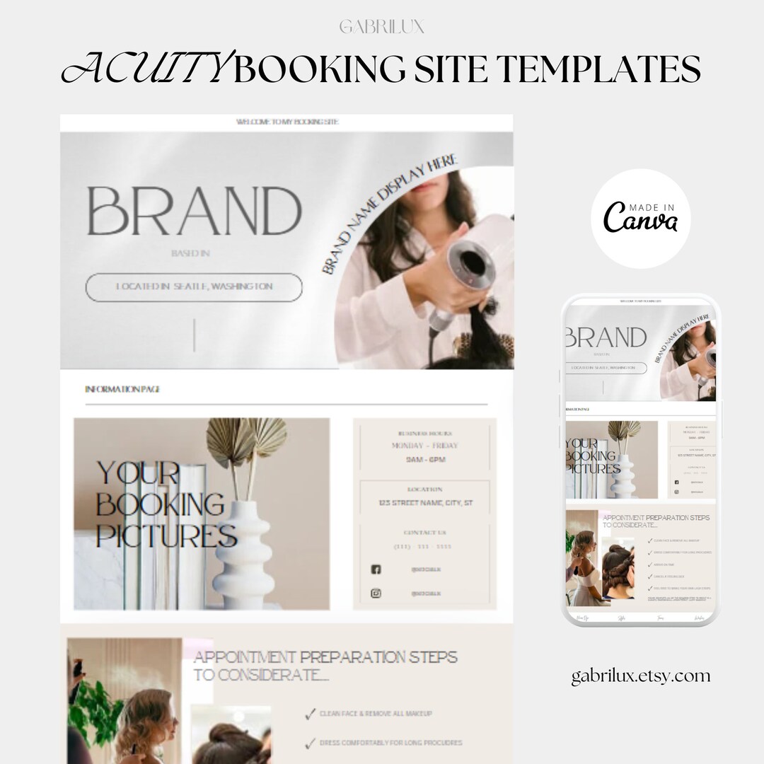 Acuity Booking, Canva Template, Booking Website Template, Editable ...