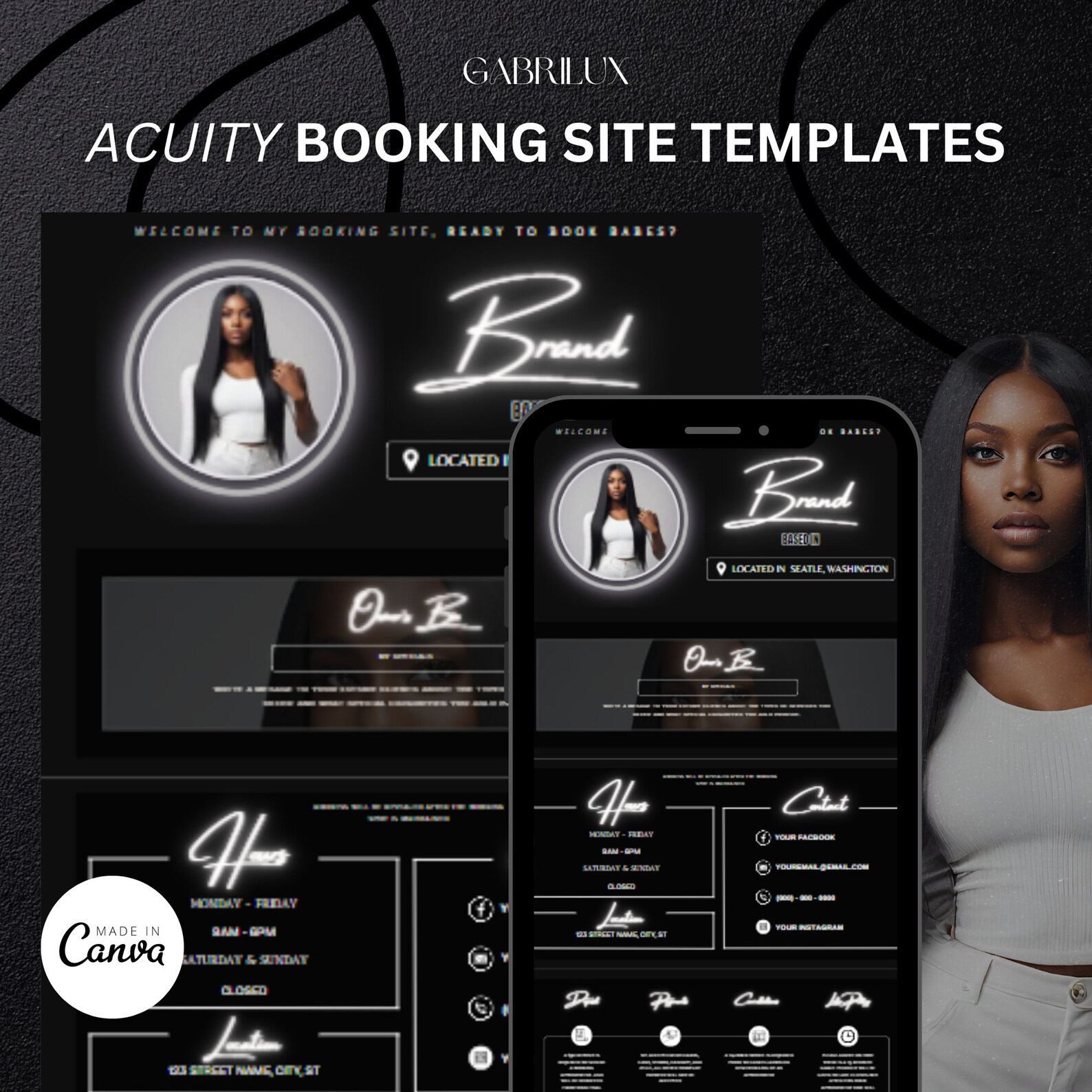 Acuity Booking, Canva Template, Booking Website Template, Editable ...