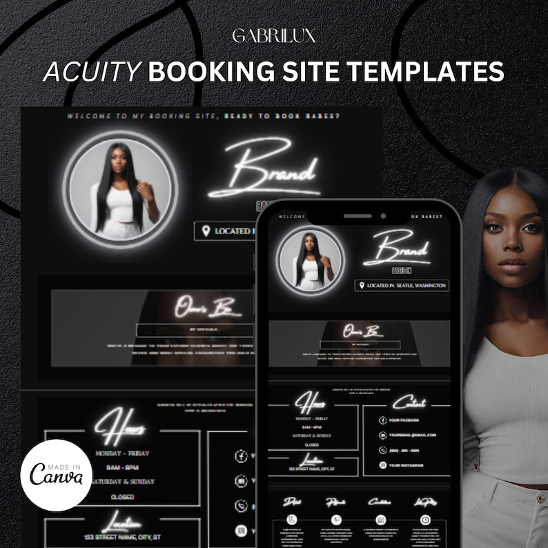 Acuity Booking, Canva Template, Booking Website Template, Editable ...