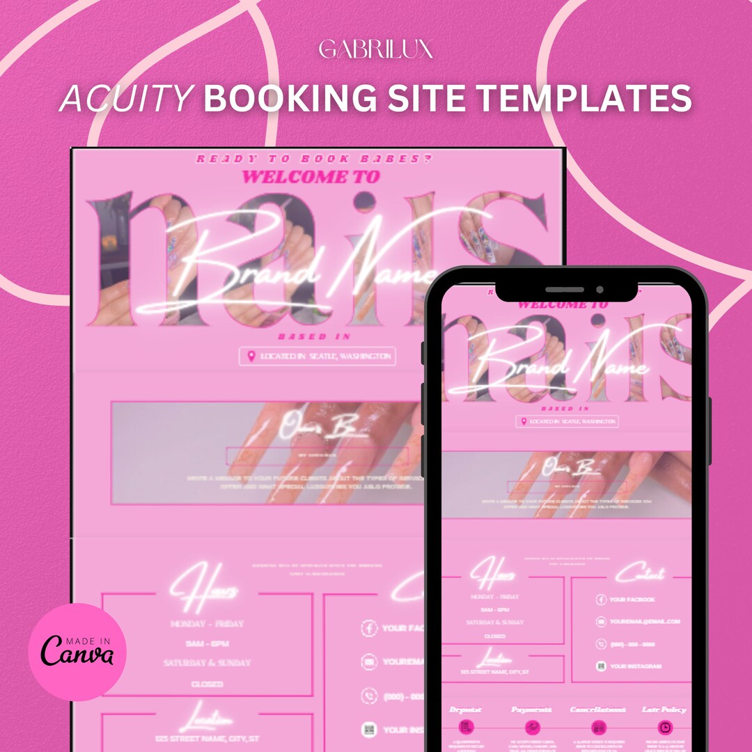 Acuity Booking, Canva Template, Booking Website Template, Editable ...