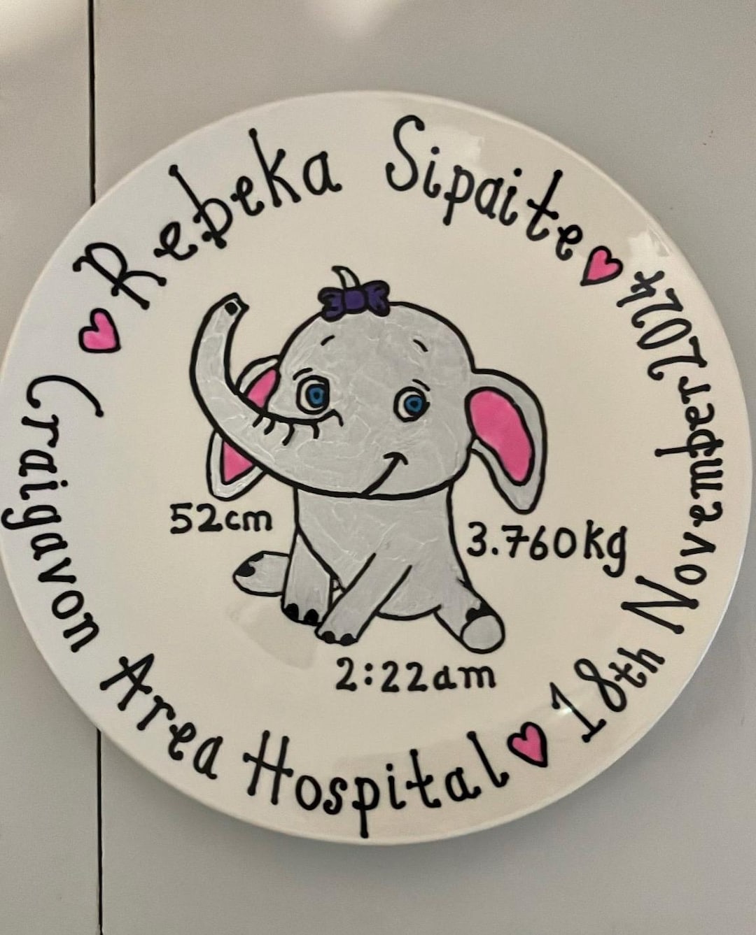 Personalised Baby Birth Plate – Custom Newborn Keepsake With Name ...