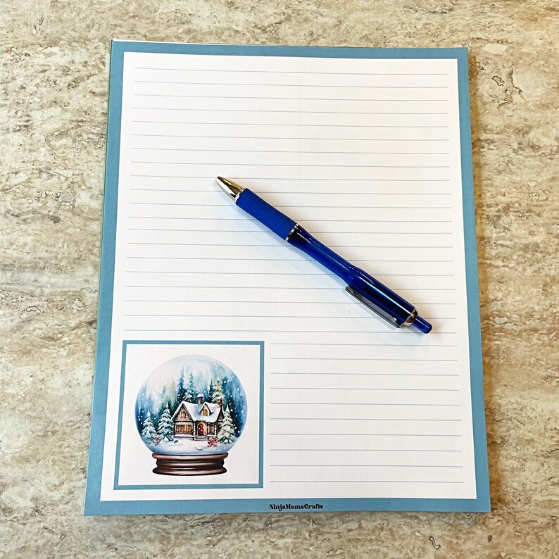 Snow Globe House 8 X 10 Holiday Notepad Lined for Letter Writing Paper ...