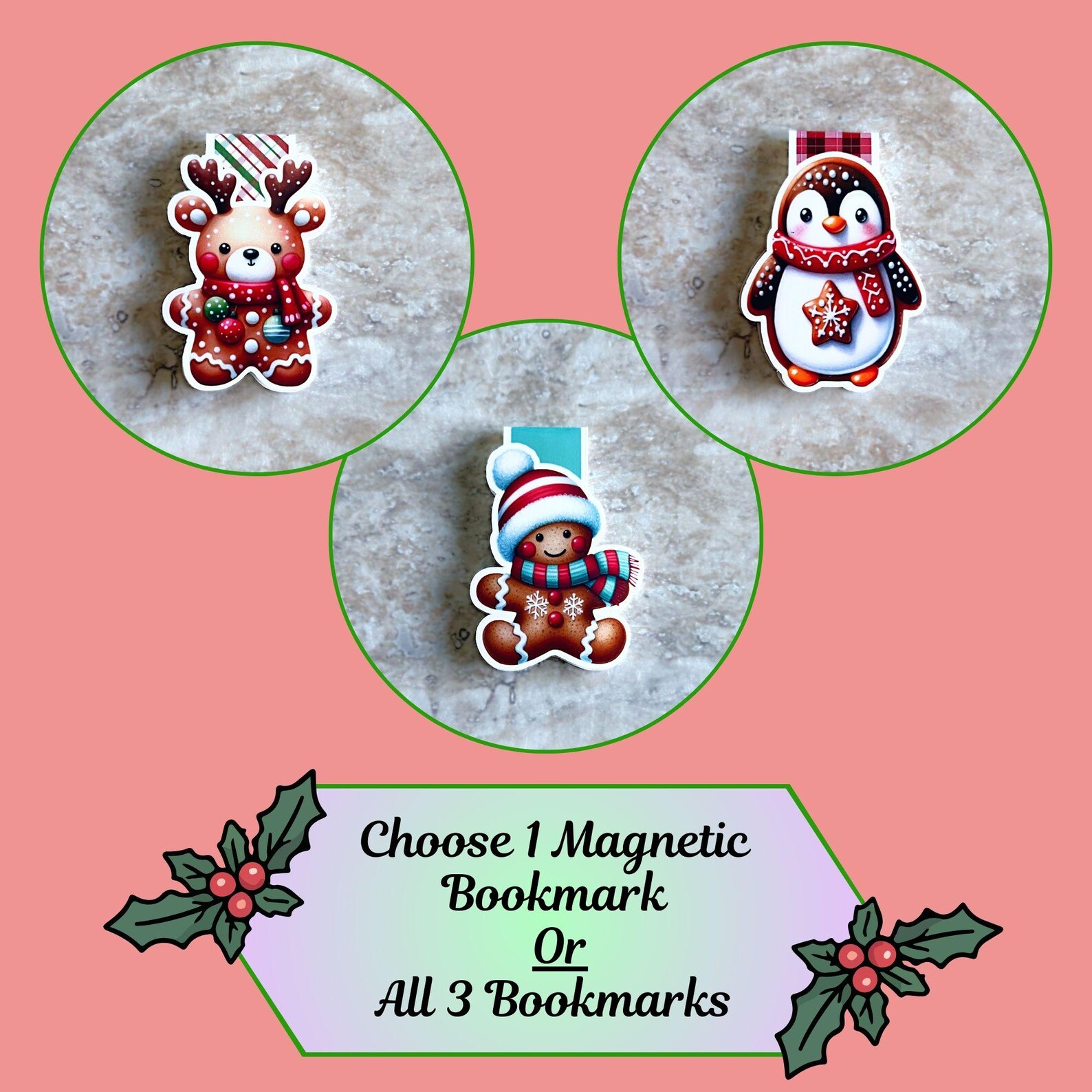 Gingerbread Christmas Magnetic Bookmarks for Book Lovers Stocking ...