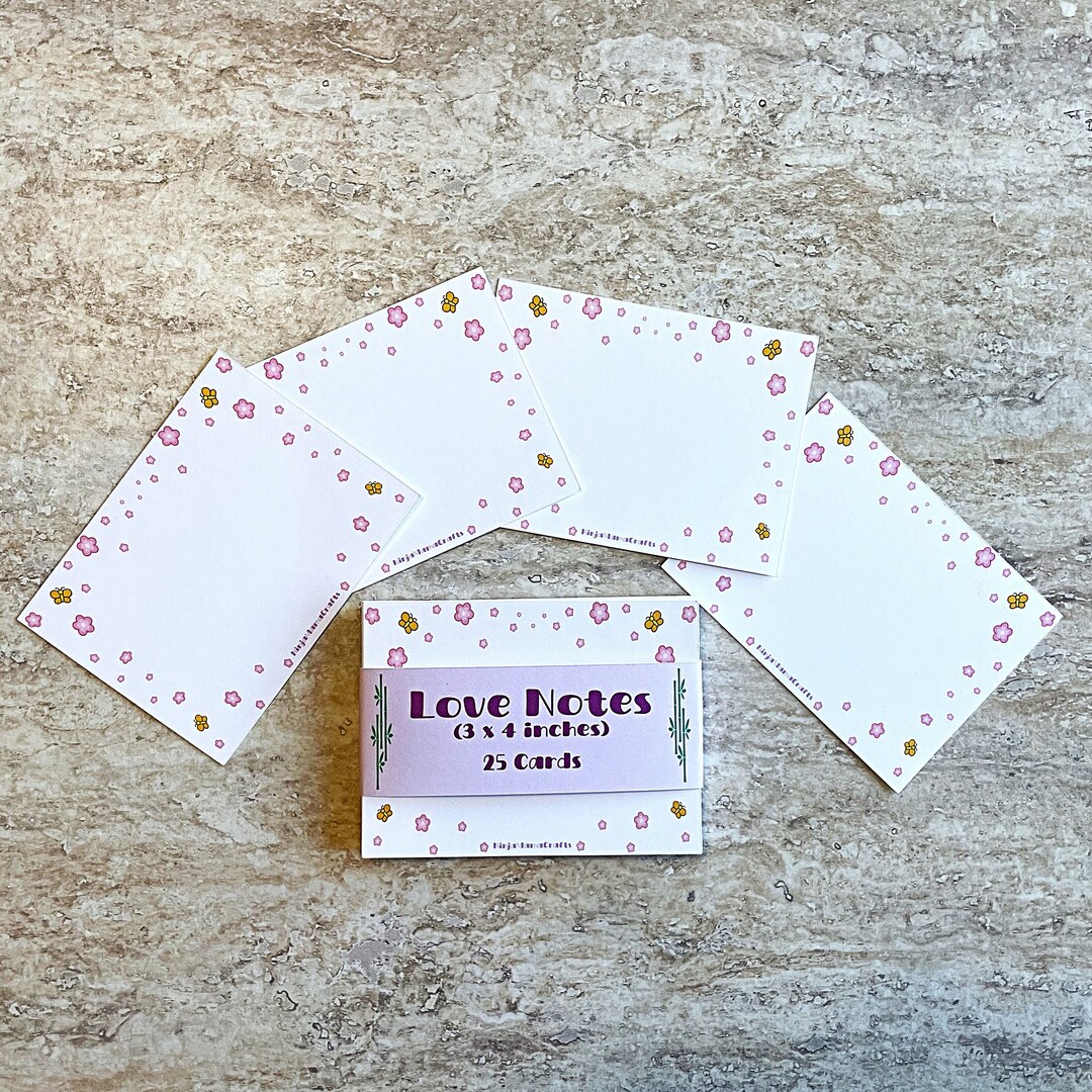 3x4 Cherry Blossom Note Cards for Love Notes Lunchbox Notes Mini Card ...