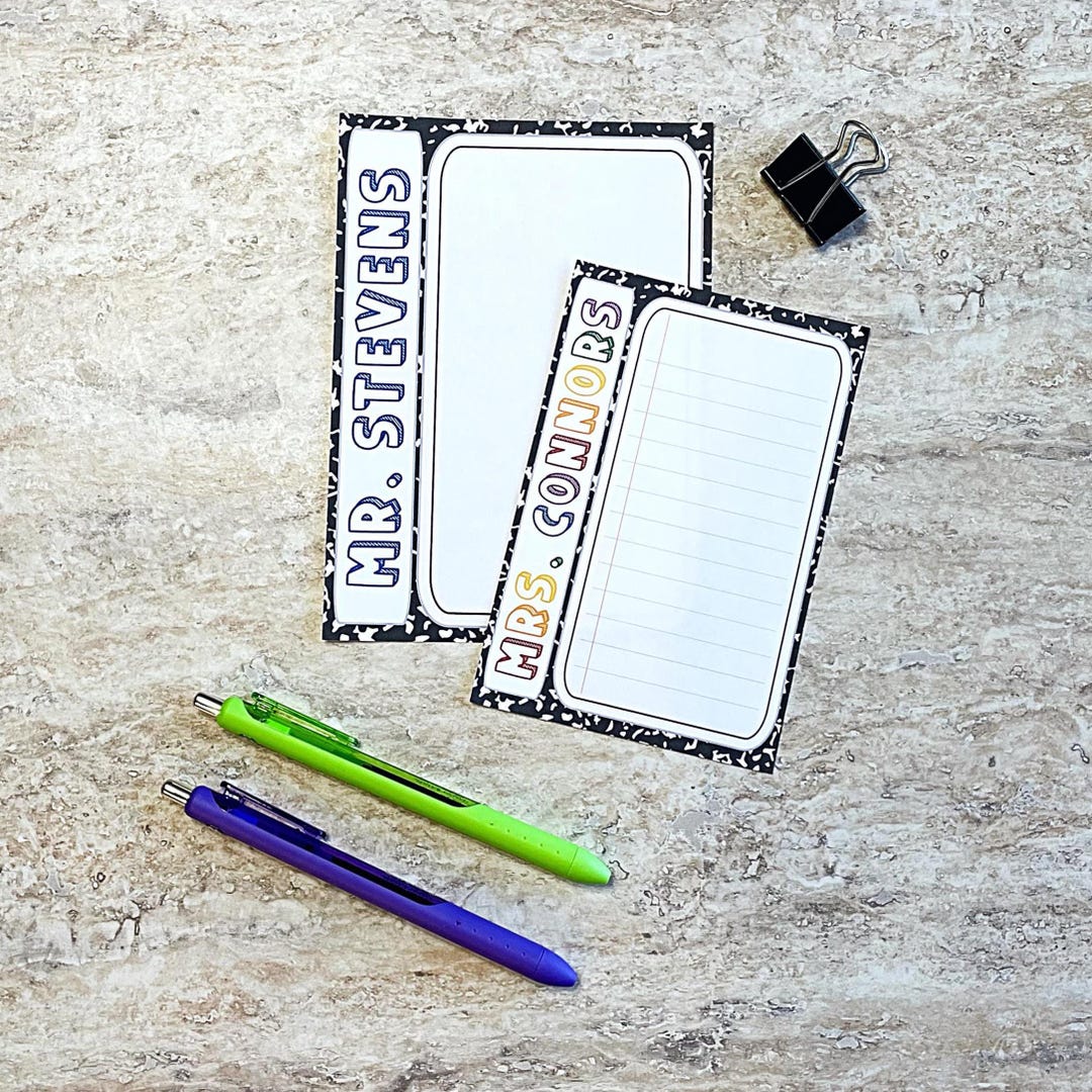 Personalized Composition Style Notepad for Notes Reminders to Do List ...